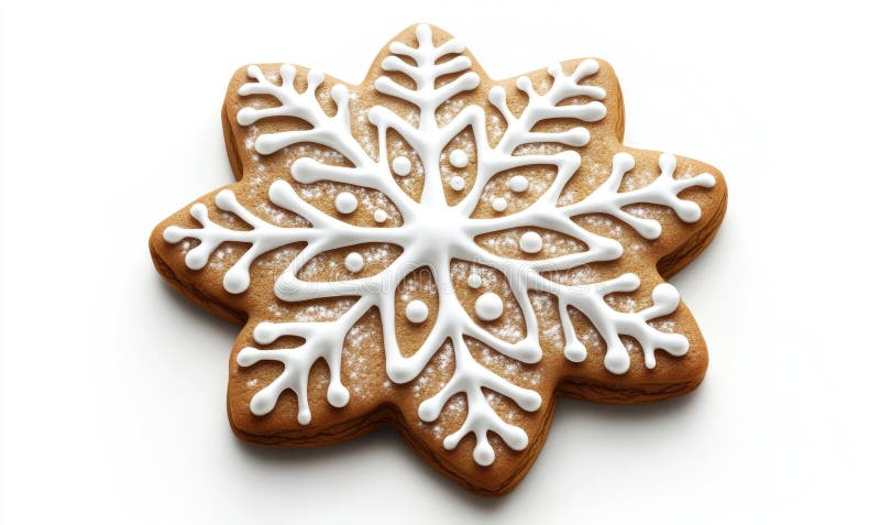 A Snowflake Shaped Cookie with White Icing Stock Image - Image of ...