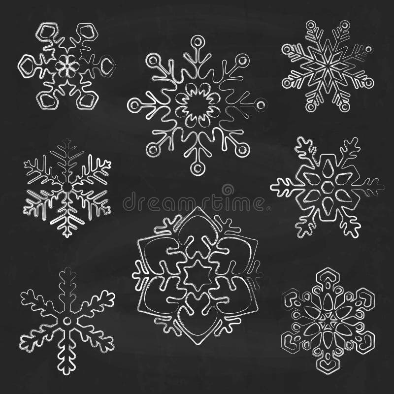 Snowflake Silhouettes on Chalkboard Background Stock Illustration ...