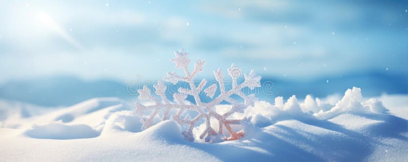 Snowflake on Snow. Snowy Flake in Sunset Light Stock Illustration ...