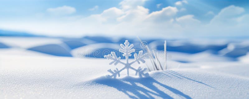 Snowflake on Snow. Snowy Flake in Sunset Light Stock Illustration ...