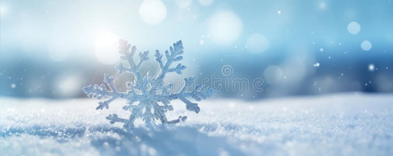 Snowflake on Snow. Snowy Flake in Sunset Light Stock Illustration ...