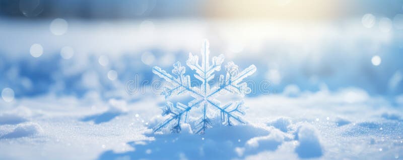 Snowflake on Snow. Snowy Flake in Sunset Light Stock Illustration ...