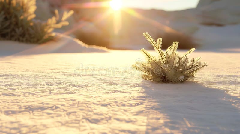 Snowflake in the Snow at Sunset. Christmas and New Year Background ...