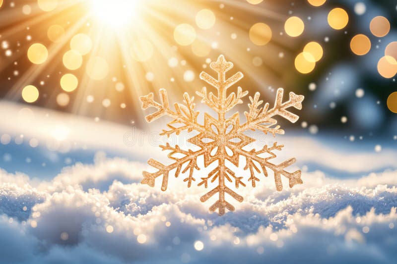 Snowflake on snowy ground stock illustration. Illustration of shine ...