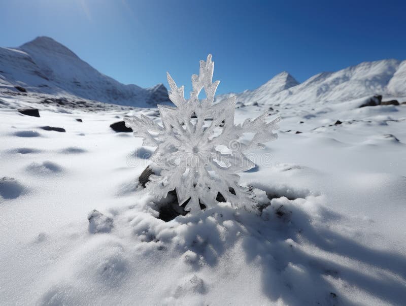 A Snowflake in a Snowy Landscape Stock Illustration - Illustration of ...