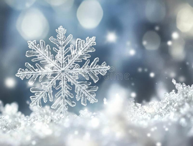 Snowflake Sparkles on Fresh Snow with Winter Wonderland Theme Stock ...