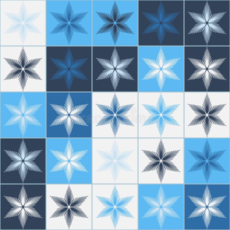 Snowflake on Square Blue Background Seamless Pattern. Vector ...