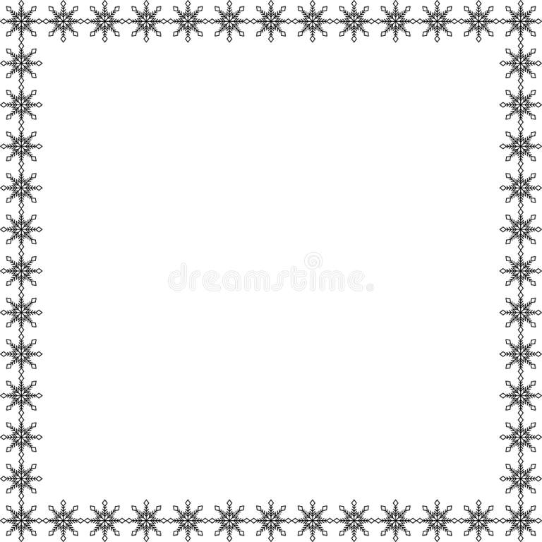 Snowflake Square Frame. Winter Snowflake Round Border Stock Vector ...