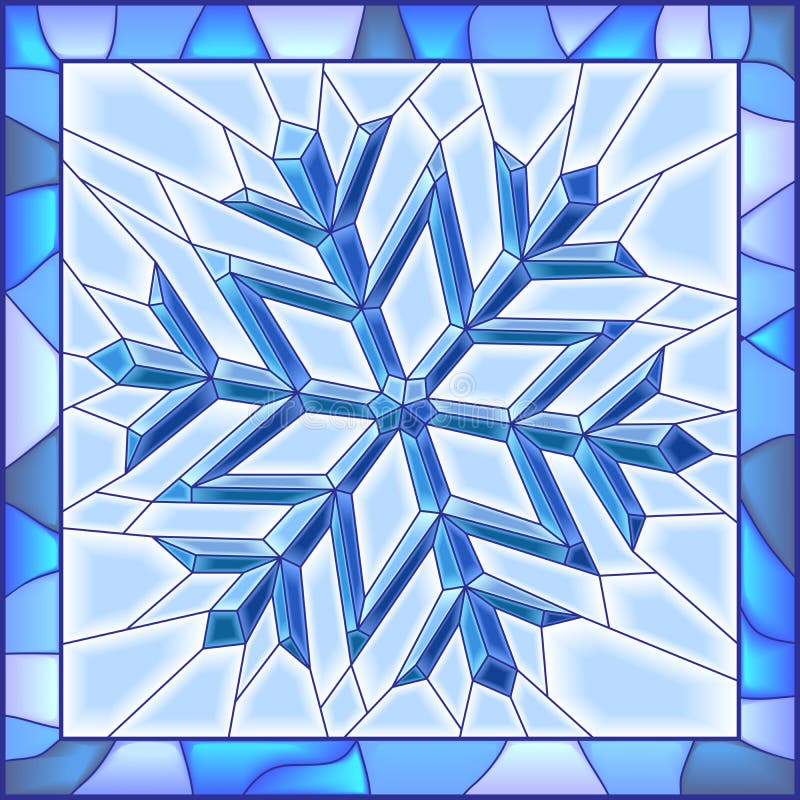 Snowflake Stained Glass Window with Frame. Stock Vector - Illustration ...