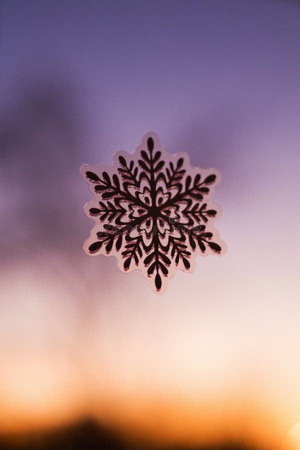Snowflake Sticker on a Window Stock Image - Image of mockup, home ...