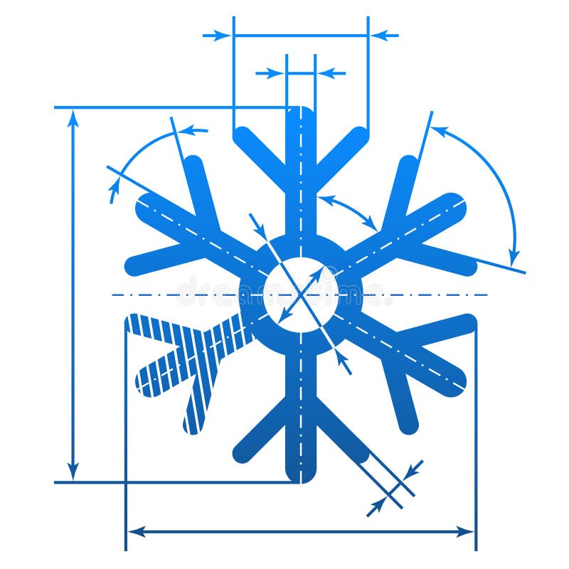 Snowflake Symbol with Dimension Lines Stock Vector - Illustration of ...