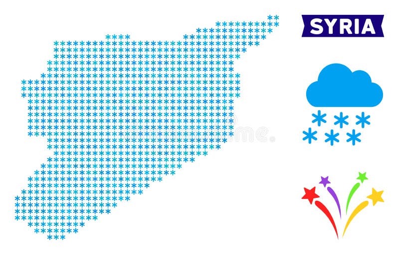 Snowflake Syria Map stock vector. Illustration of organized - 122555877