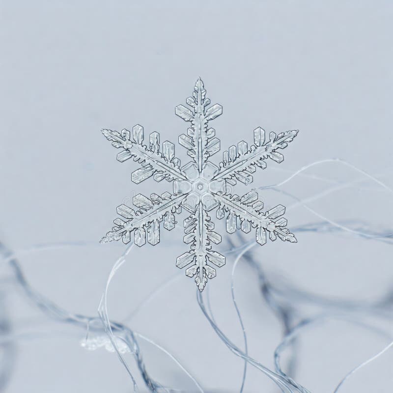 Snowflake on Threads Under a Microscope. Stock Illustration - Illustration of transparent, white ...