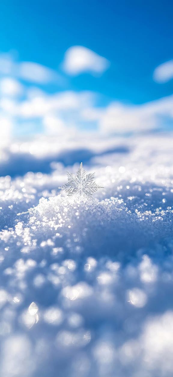 A Snowflake on Top of a Snow Covered Ground Stock Photo - Image of ...