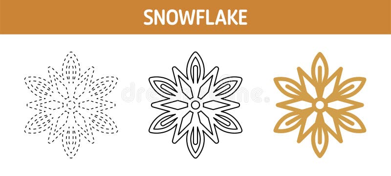 Snowflake Tracing and Coloring Worksheet for Kids Stock Vector ...