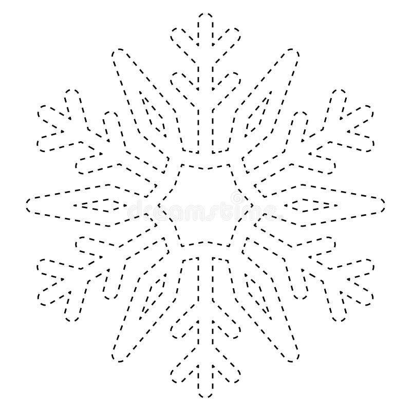 Snowflake Tracing Worksheet for Kids Stock Vector - Illustration of ...