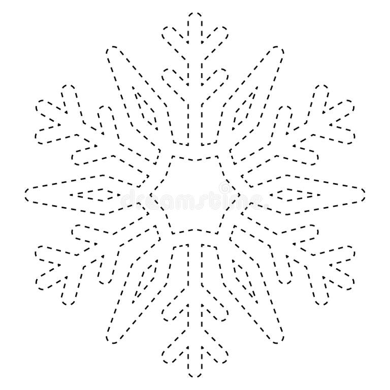 Snowflake Tracing Worksheet for Kids Stock Vector - Illustration of ...