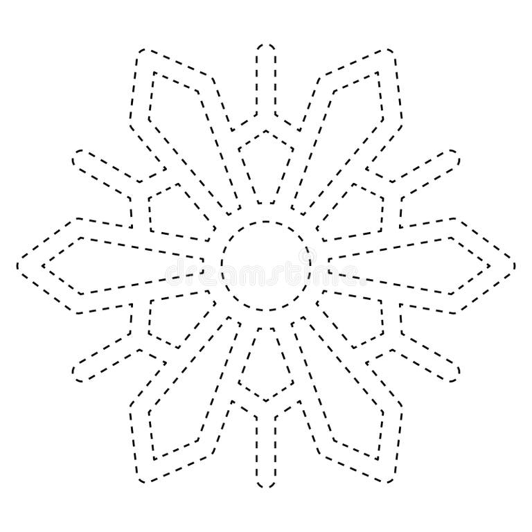 Snowflake Tracing Worksheet for Kids Stock Vector - Illustration of ...