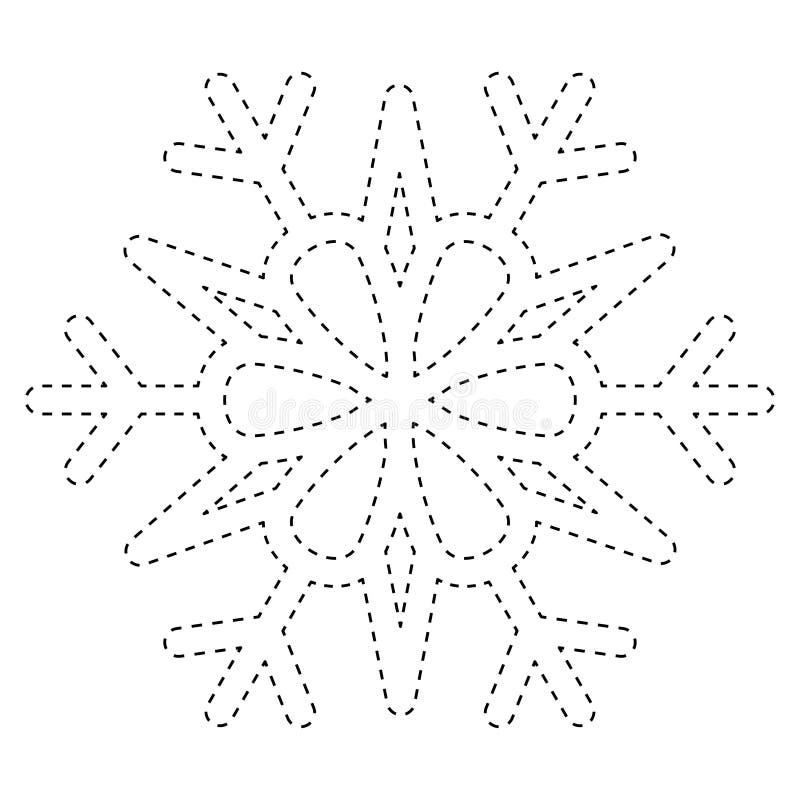 Snowflake Tracing Worksheet for Kids Stock Vector - Illustration of ...