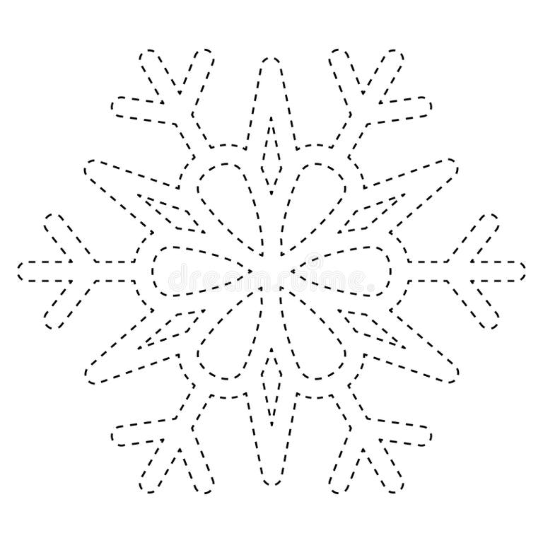 Snowflake Tracing Worksheet for Kids Stock Vector - Illustration of ...