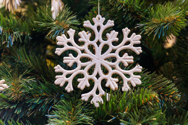 Snowflake on the Tree. Background with Selective Focus and Copy Space ...
