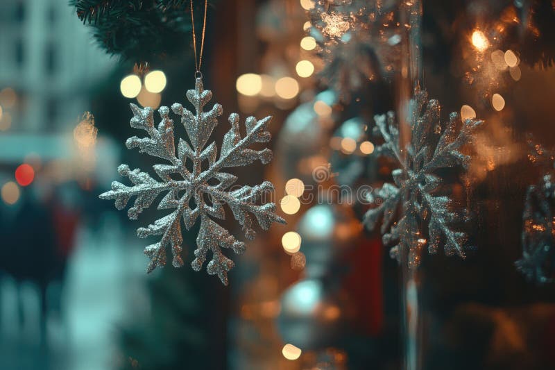 Snowflake on Tree Branch stock image. Image of branch - 373242617
