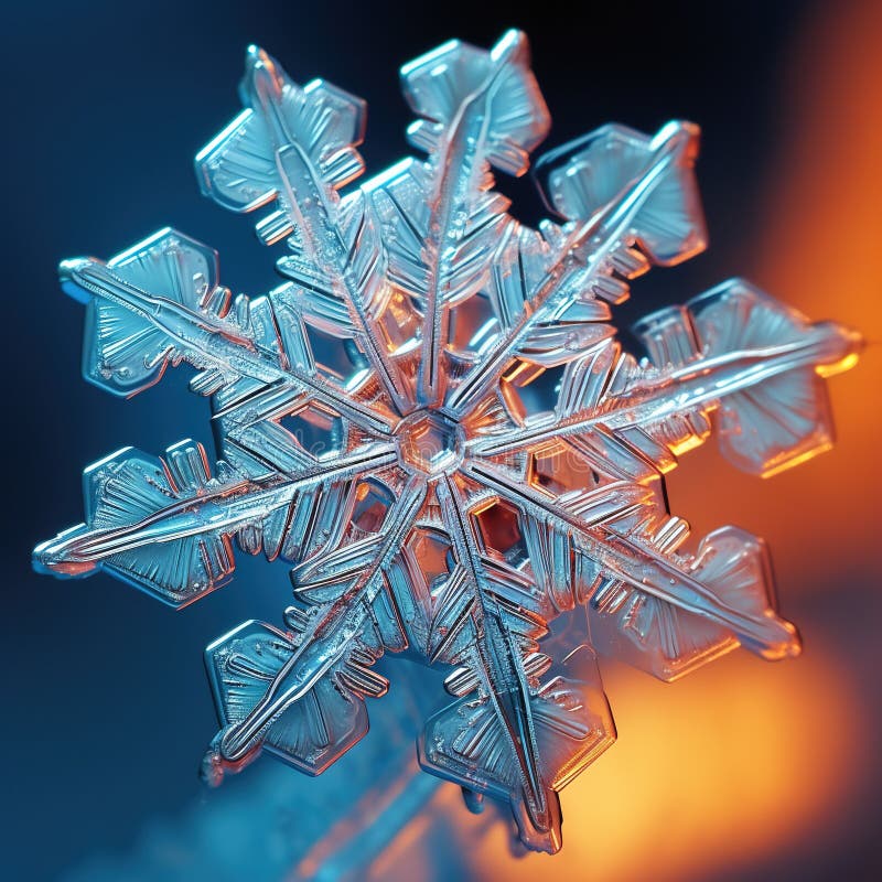 Snowflake Under the Microscope, Macro. Generative AI Stock Illustration ...