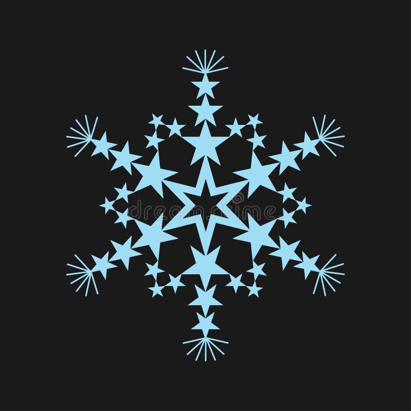 Snowflake Vector Graphics on a Dark Gray Background Cut Out Six Rays ...