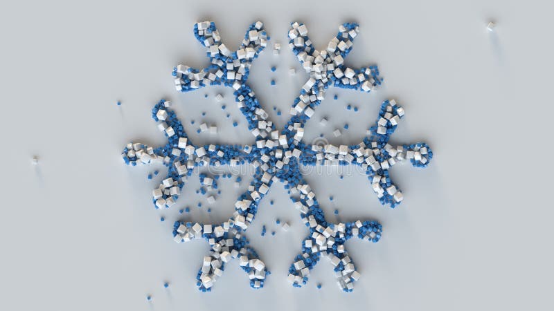 Snowflake of White and Blue Cubes 3D Render Stock Illustration ...
