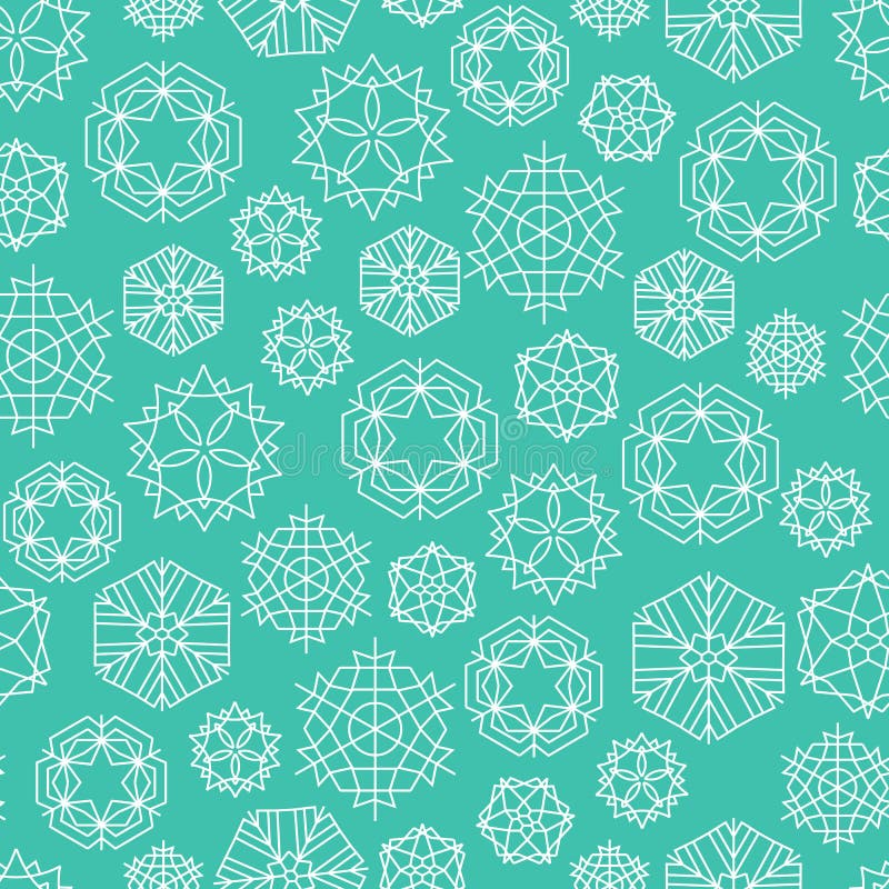 Snowflake Winter Christmas Seamless Green and White Pattern Stock ...