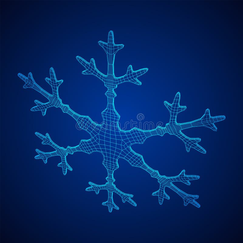 Snowflake Wireframe Low Poly Mesh Stock Vector - Illustration of frost ...