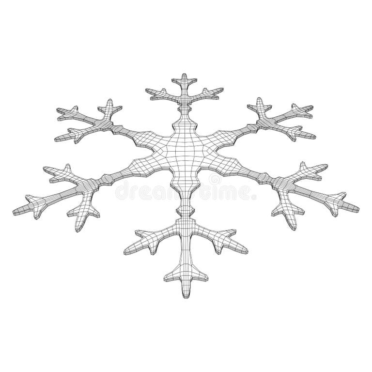 Snowflake Wireframe Low Poly Mesh Stock Vector - Illustration of freeze ...
