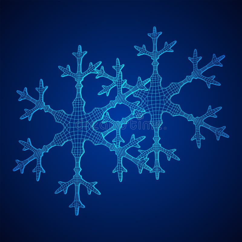 Snowflake Wireframe Low Poly Mesh Stock Vector - Illustration of frozen ...