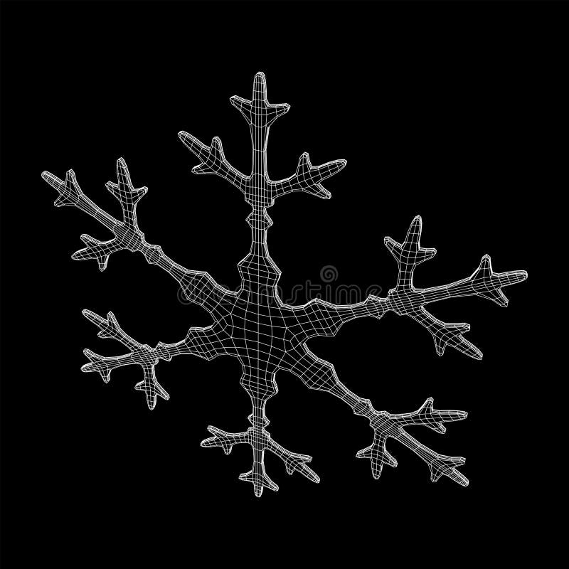 Snowflake Wireframe Low Poly Mesh Stock Vector - Illustration of flake ...