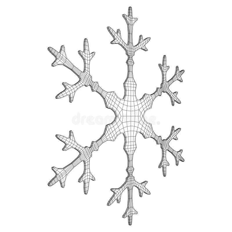 Snowflake Wireframe Low Poly Mesh Stock Vector - Illustration of ...