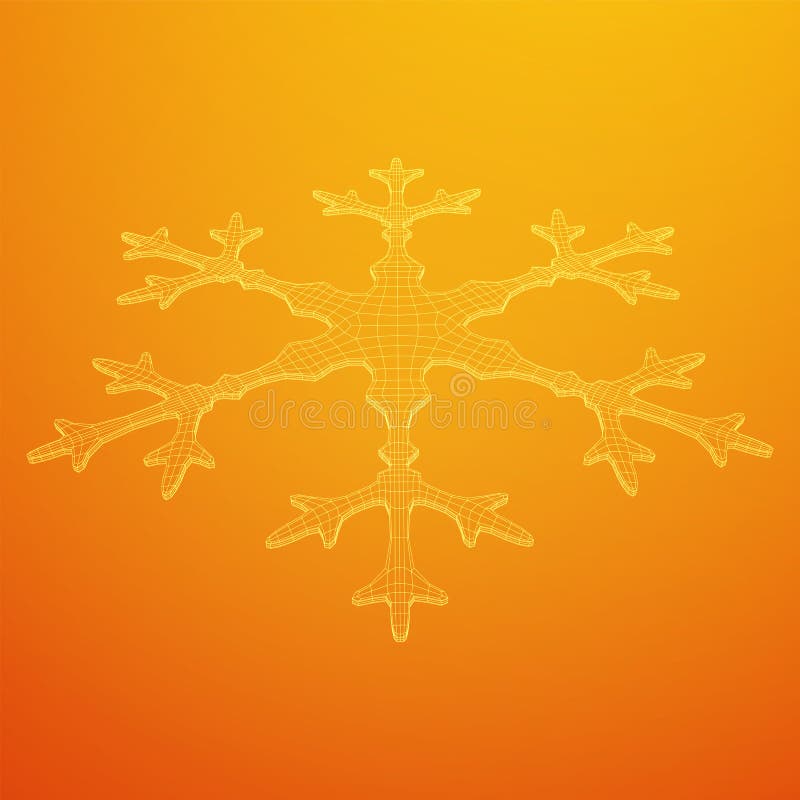 Snowflake Wireframe Low Poly Mesh Stock Illustration - Illustration of ...