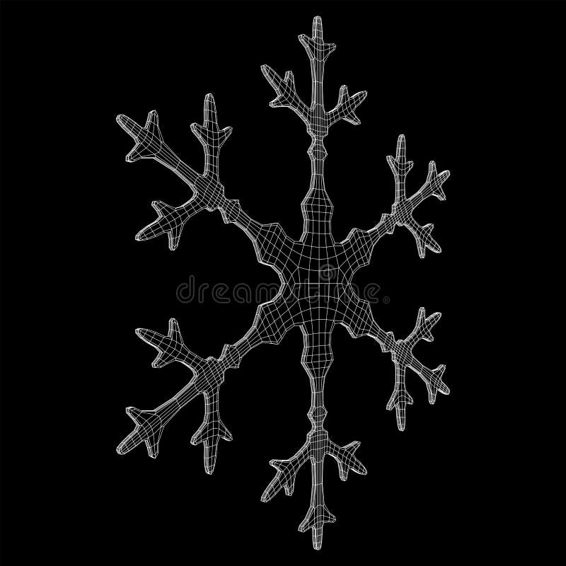 Snowflake Wireframe Low Poly Mesh Stock Illustration - Illustration of ...