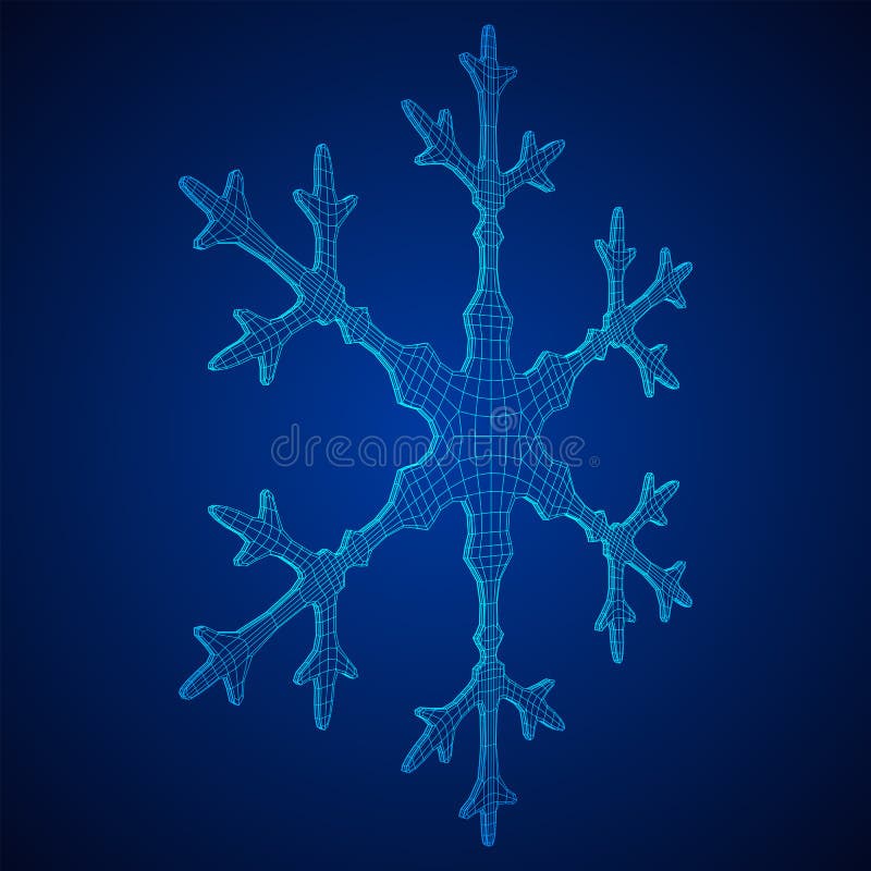 Snowflake Wireframe Low Poly Mesh Stock Illustration - Illustration of ...