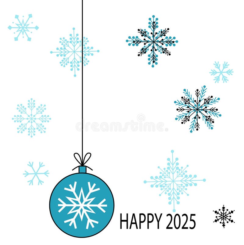 Happy 2025 Winter Card with Snowflakes Stock Vector - Illustration of ...