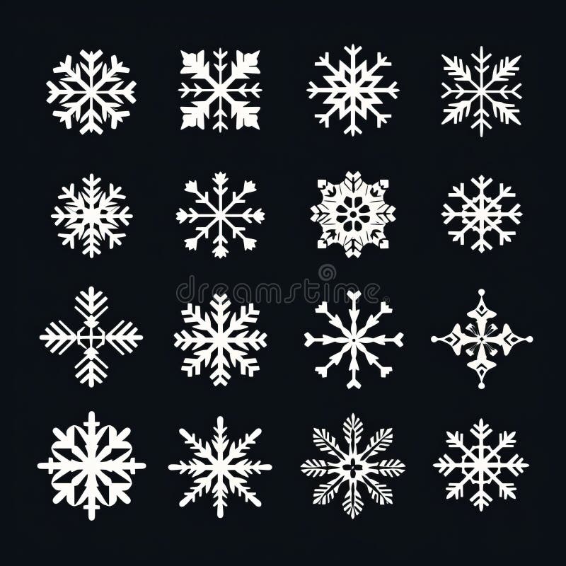 Bold Character Designs: Large Snowflake Vector Icon Set Stock ...