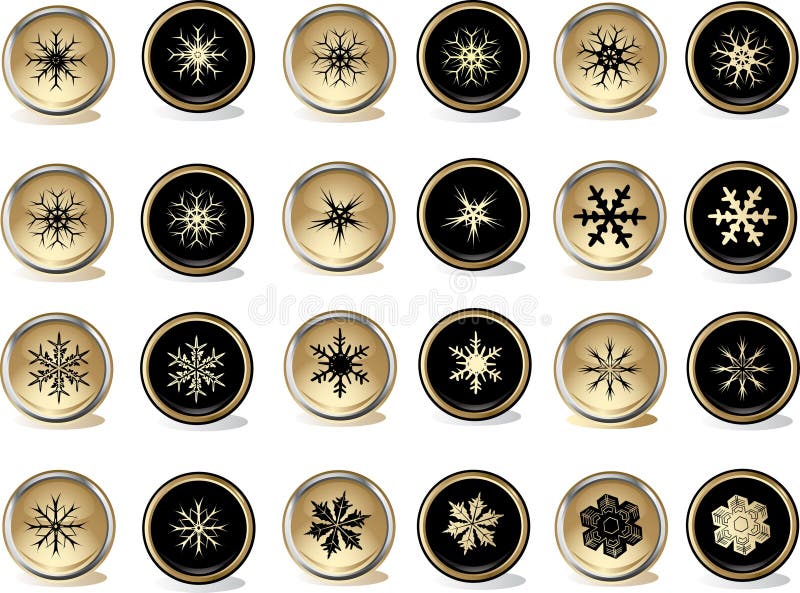 Snowflakes buttons stock vector. Illustration of frozen - 10978657