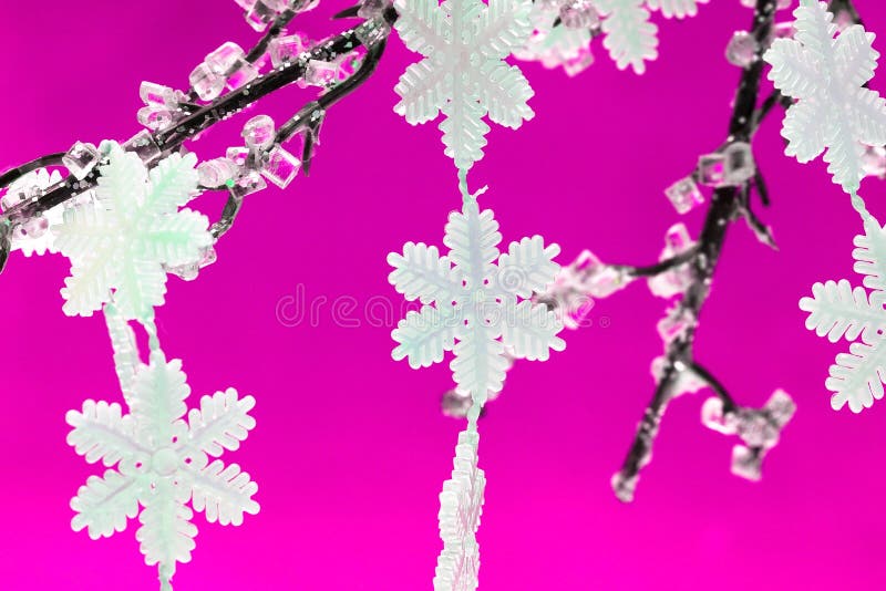 Snowflakes on Christmas Tree Stock Photo - Image of festive, december ...