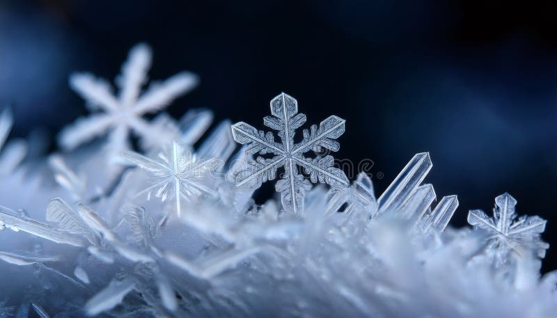 Intricate Snowflakes Resting on Smooth Surface, Revealing Delicate ...