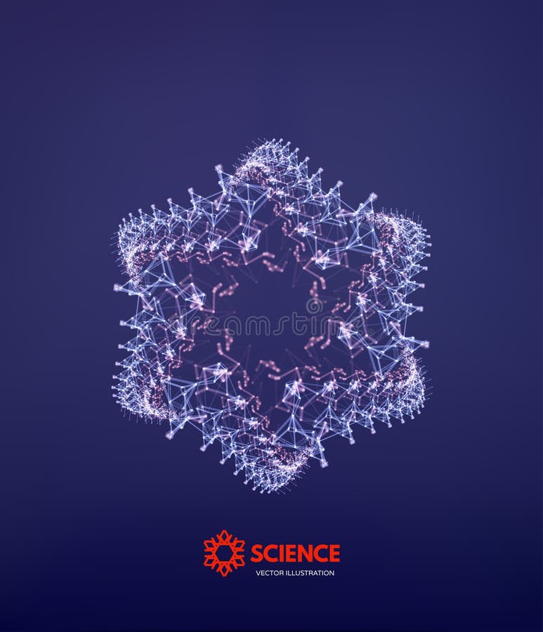 Snowflakes. 3d Connection Structure. Futuristic Technology Style. Low ...