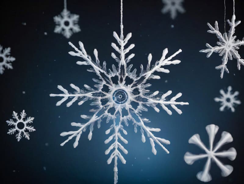 Snowflakes on a Dark Background. Generative AI Stock Illustration ...