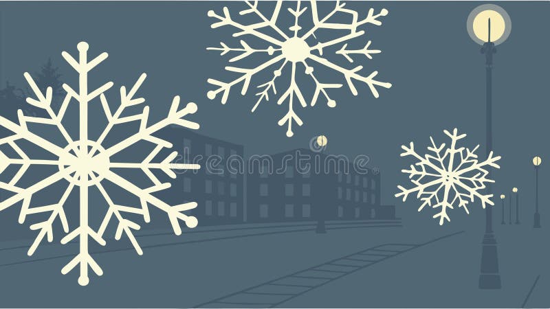 Snowflakes Decorated on Blurred Background with Night Street Light ...