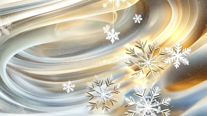 Snowflakes Falling on a Golden and White Abstract Background Creating a ... Snowflakes Falling on a Golden and White Abstract Background Creating a ...
