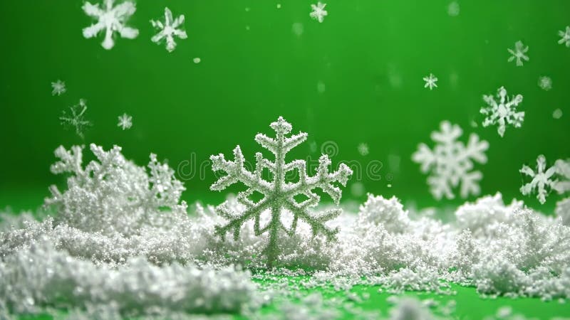 Snowflakes Falling on Green Screen Background for Winter Concepts Stock ...