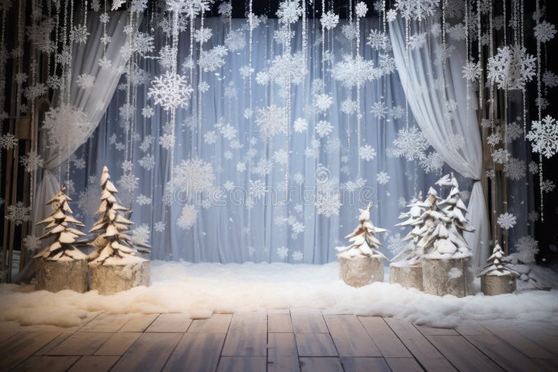 Snowflakes Falling on a Makeshift Dance Stage Stock Photo - Image of beauty, event: 291652086