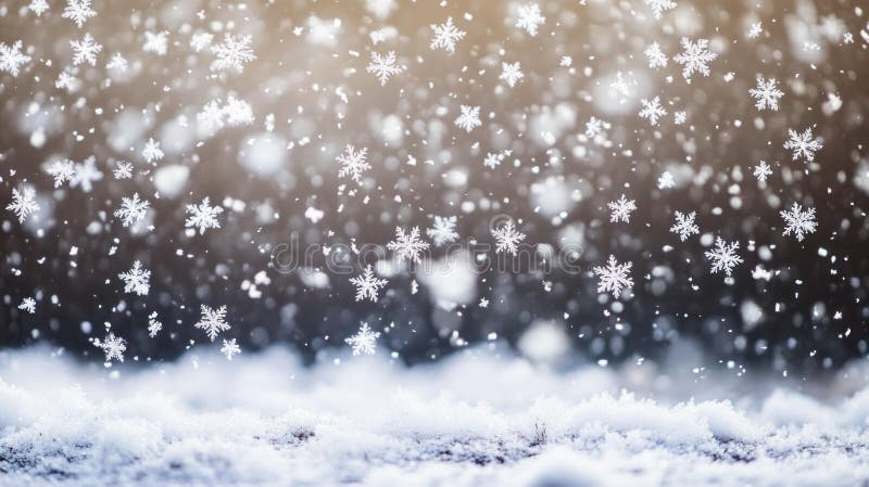 Snowflakes Falling on a Soft Snowy Background Stock Illustration ...